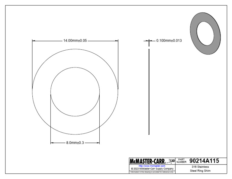 90214A115 - 316 Stainless Steel Ring Shim | PDF