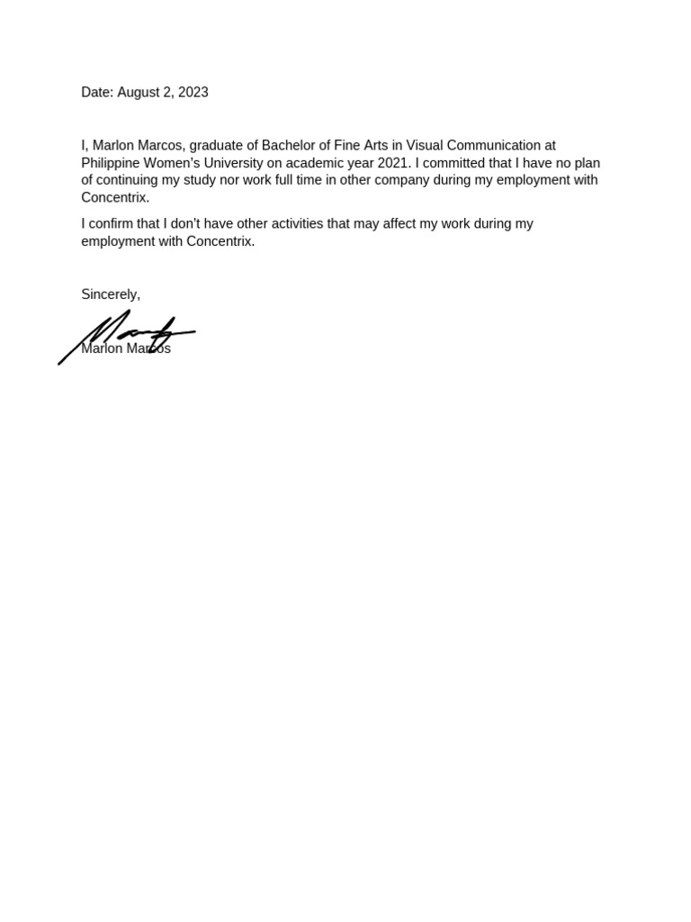 Commitment Letter Marcos | PDF