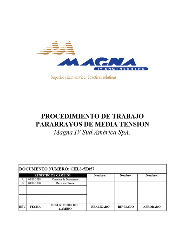 CHL3-5E057 Procedimiento Pararrayos de Media Tensión Rev.B | PDF ...