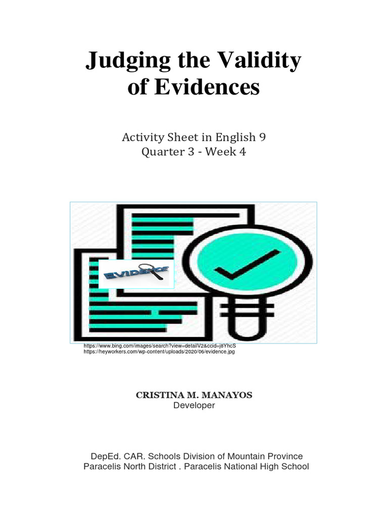 English9 LAS Q3 W4 Judging The Validity of Evidences Christina Manayos | PDF | Plastic | Waste