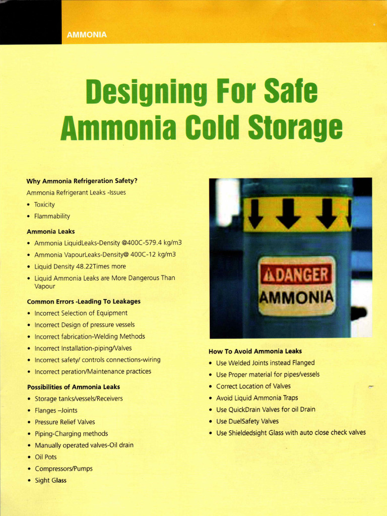 Designing For Safe Ammonia Cold Storage | PDF
