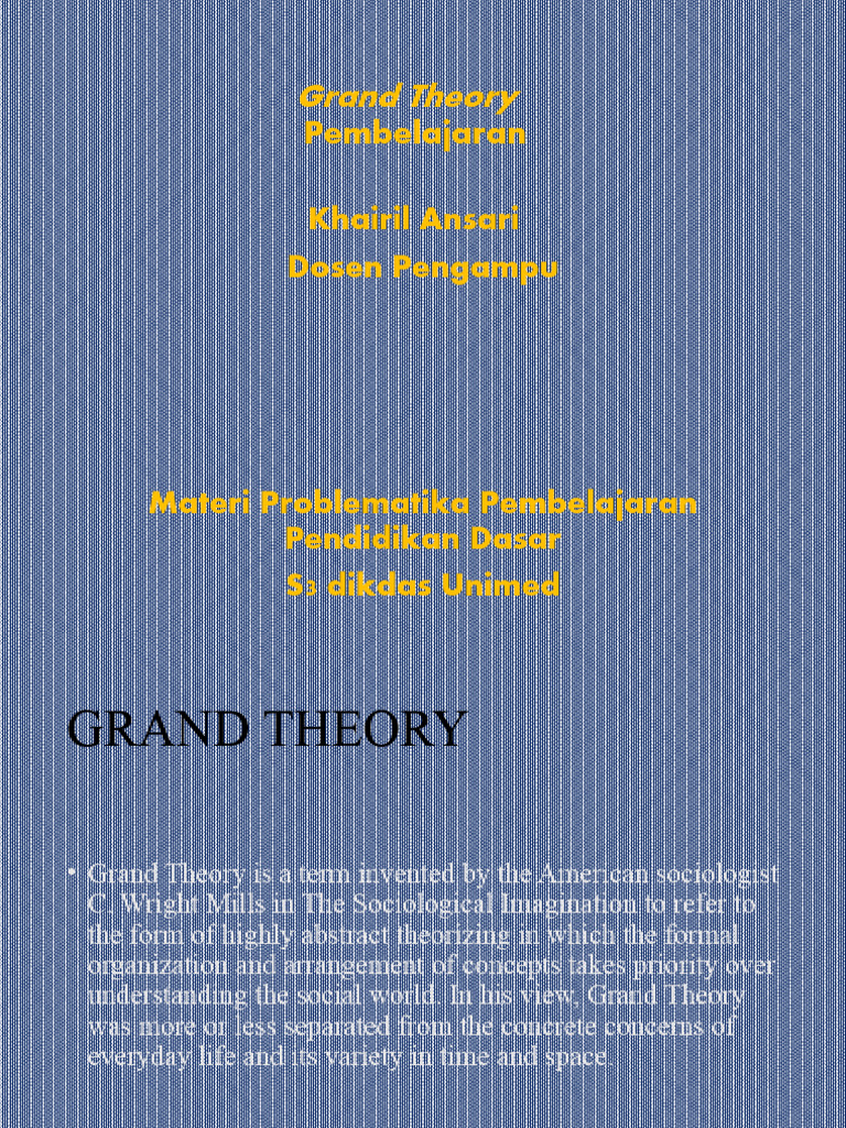 Grand Theory Pembelajaran PGSD FINAL | PDF
