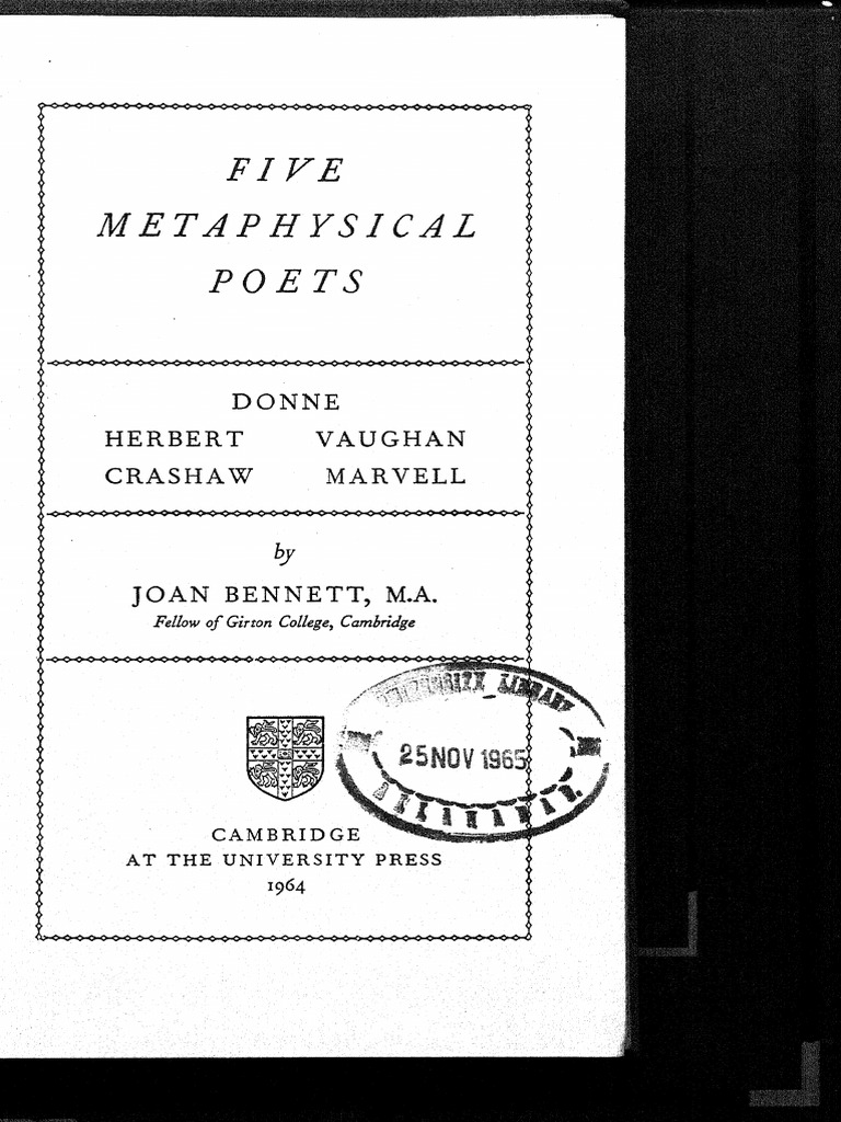 Five-Metaphysical Poets by Joan Bennett | PDF