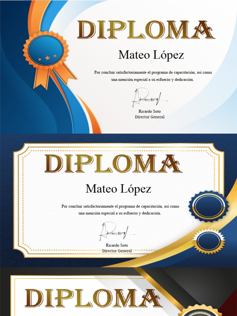 Diplomas editables en PowerPoint | PDF