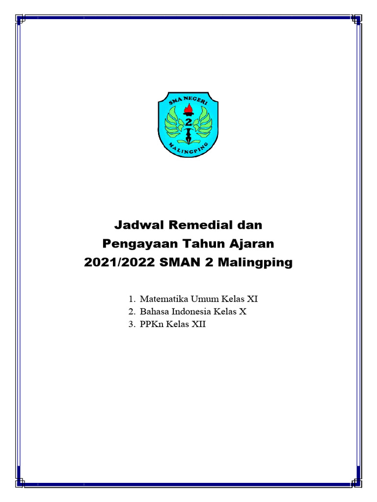 Contoh Jadwal Remedial | PDF