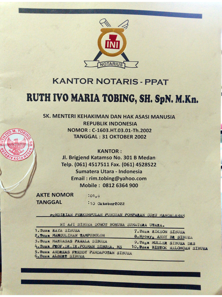 Surat Notaris Ruth | PDF