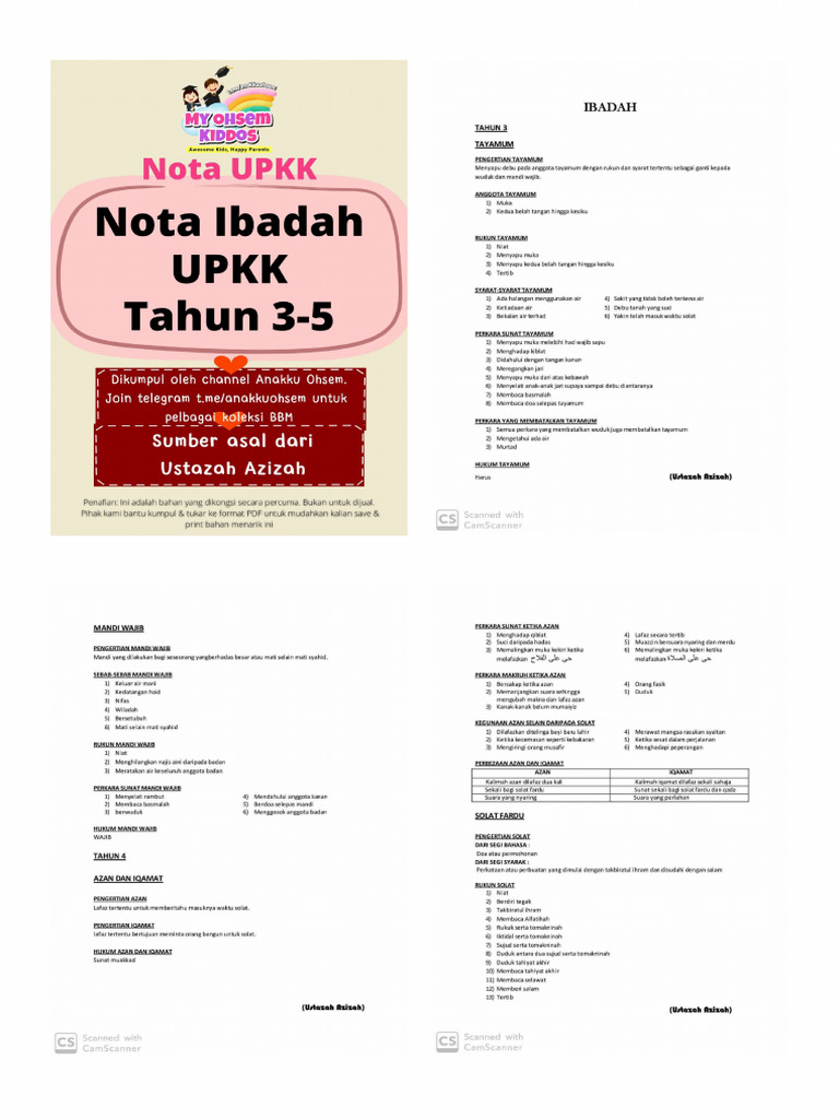 Nota UPKK - Ibadah Tahun 5 | PDF