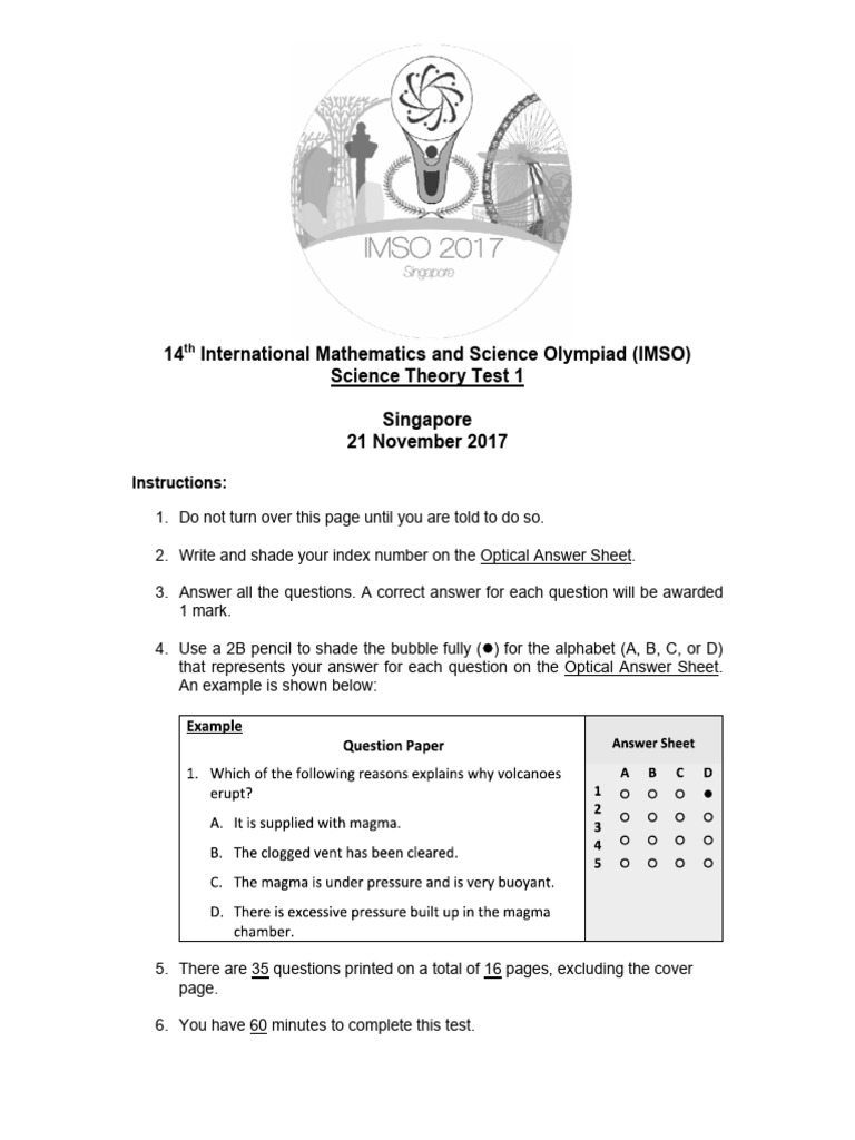 IMSO 2017 - Science Theoritical 1 | PDF