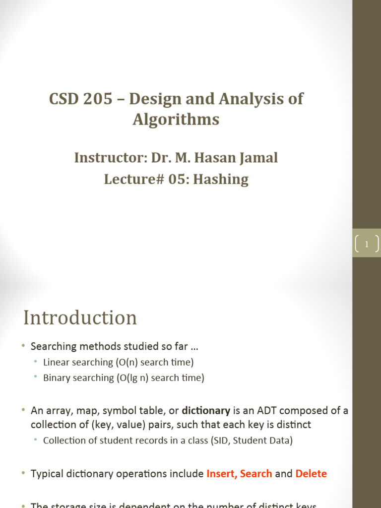 05 Hashing | PDF | Computer Programming | Applied Mathematics