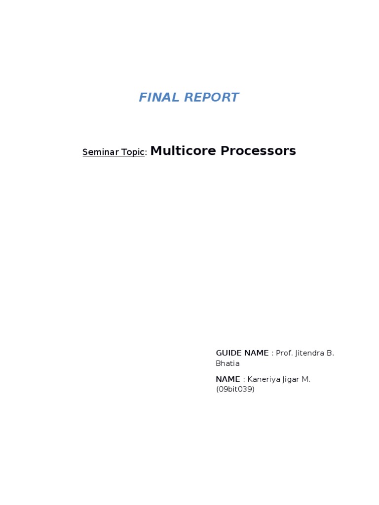 MULTICORE PROCESSORS | PDF | Multi Core Processor | Cpu Cache