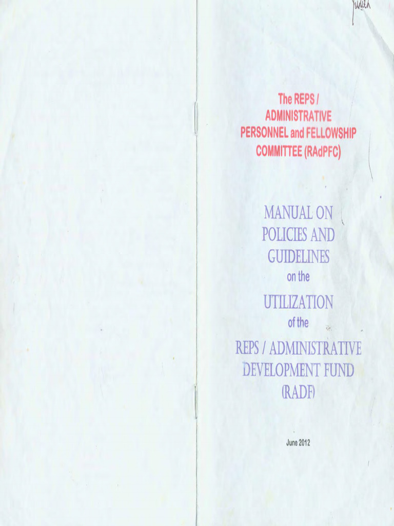 Manual On Policies and Guidelines On The Utilization of The RADF 2012 | PDF