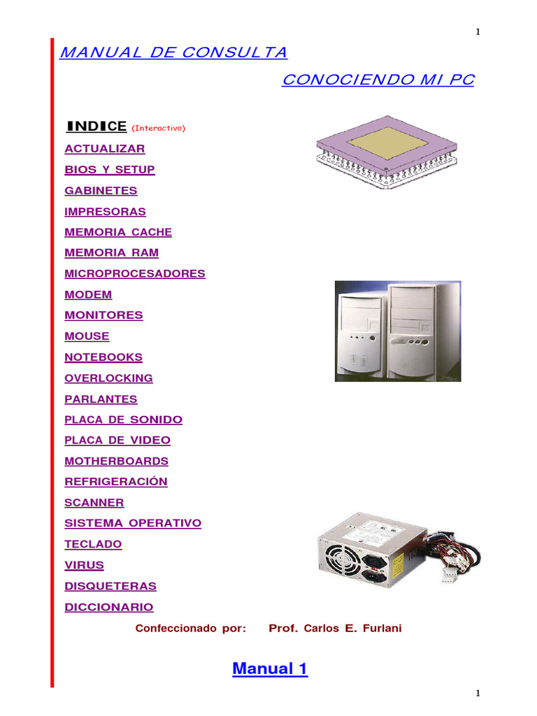 Manual -1 Conociendo Mi Pc | PDF | Red de computadoras | Línea de ...