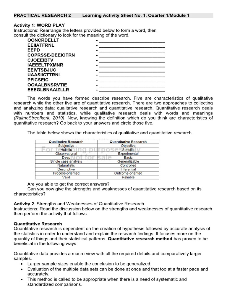 PR 2 & Iii Activity 1 | PDF