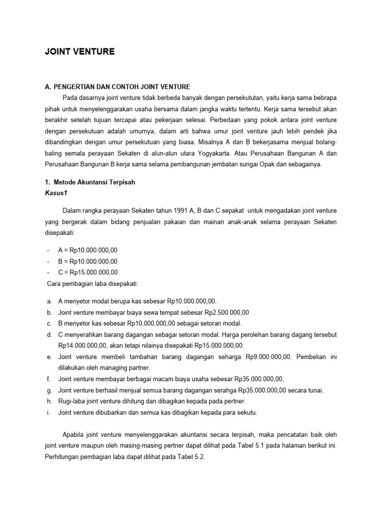 Akuntansi Joint Venture di Indonesia | PDF | Pengelolaan Keuangan & Uang