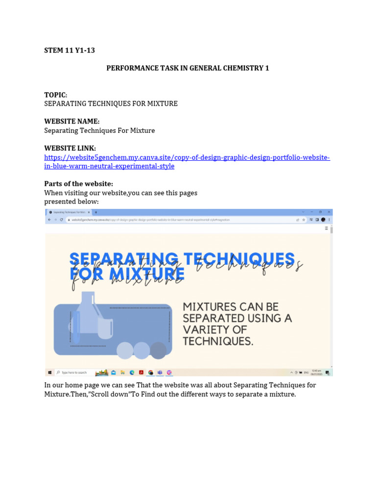 Separating Techniques For Mixtures Website 5 | PDF