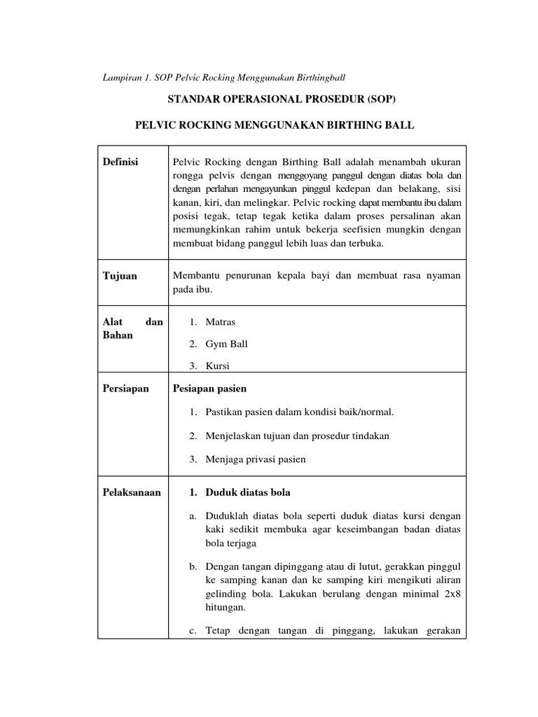 LAMPIRAN Sop Pelvic Rocking | PDF