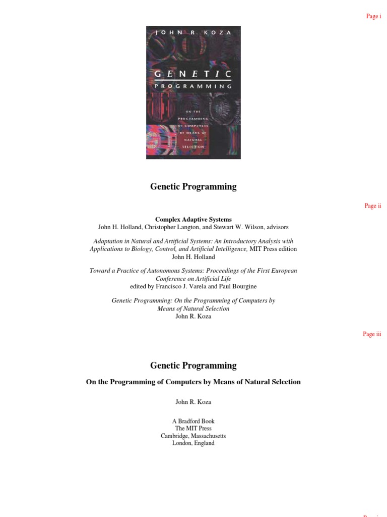 Genetic Programming On The Programming of Computers by Means of Natural Selection - John R | PDF ...
