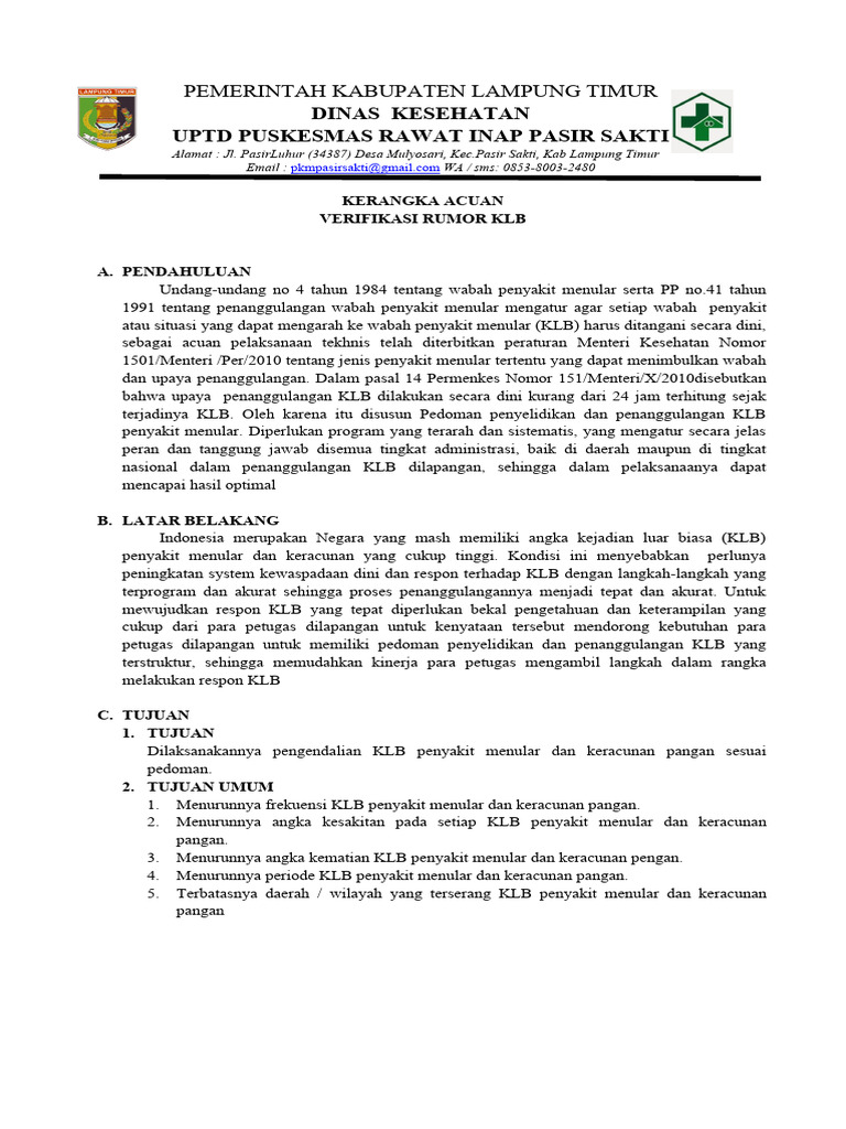 11. KAK PE penyakit berpotensi KLB | PDF