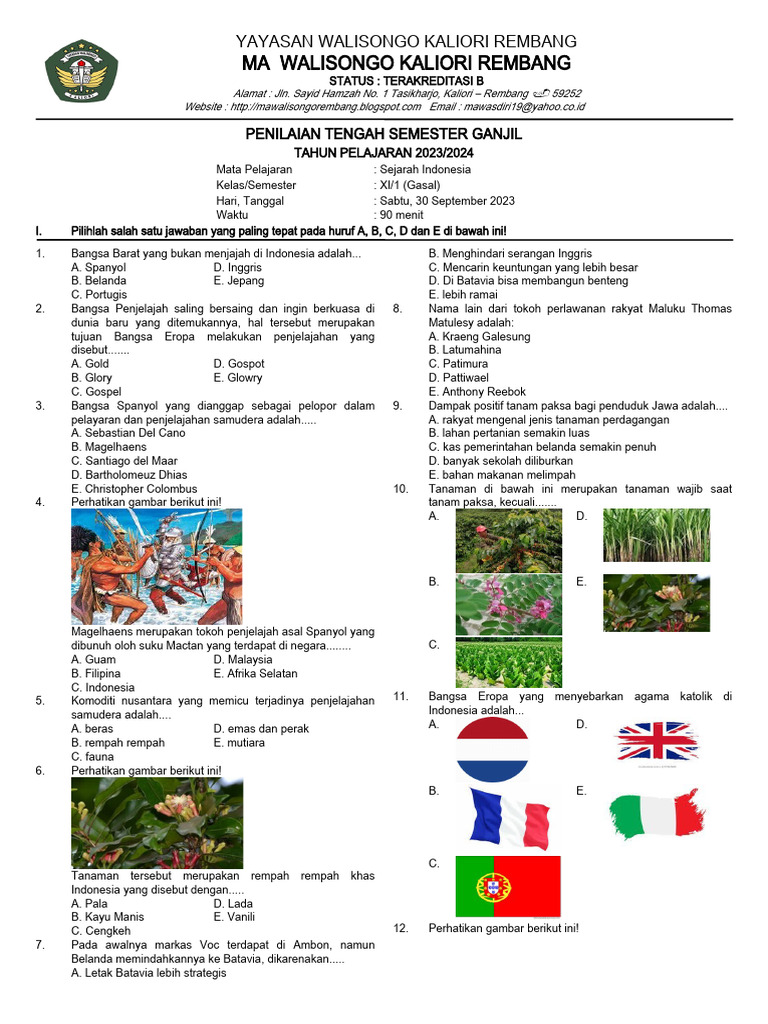 Soal & Jawaban PTS Sejarah Indonesia XI - WWW - Kherysuryawan.id | PDF