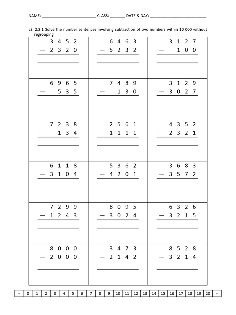 Year 3 Maths Exercise Worksheet - Subtraction Without and With ...