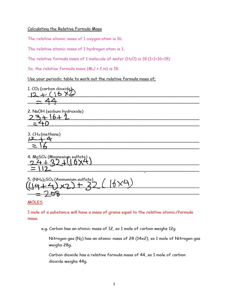 Calculating the Rfm and Using Moles (1) | PDF