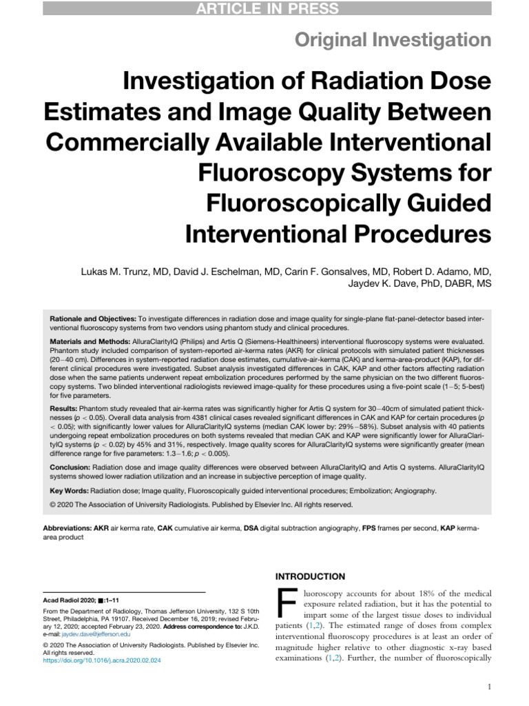 Investigation of Radiology | PDF