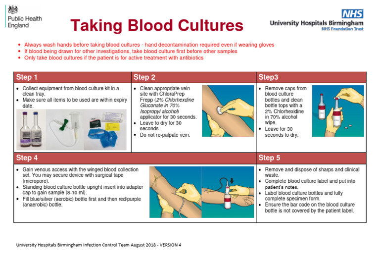 How To Take Blood Cultures v4 | PDF