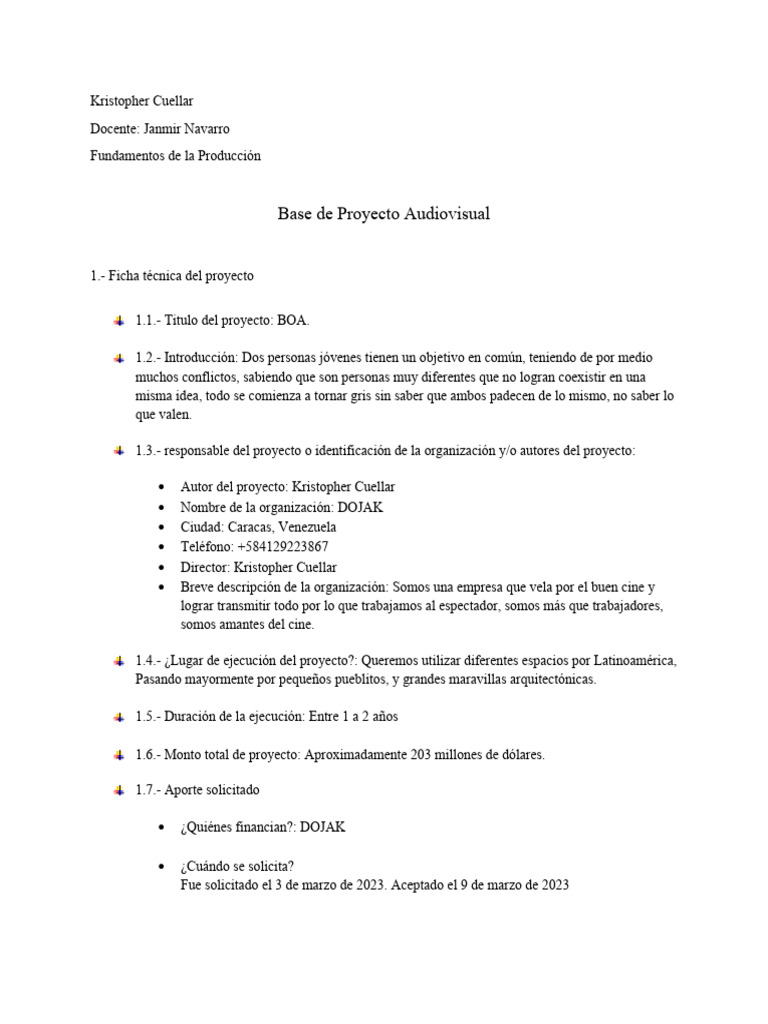 Base de Proyecto Audiovisual | PDF