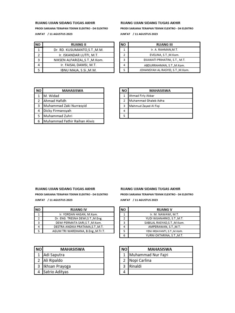 Denah Ruang Sidang Jum'at 11 Agustus 2023 | PDF