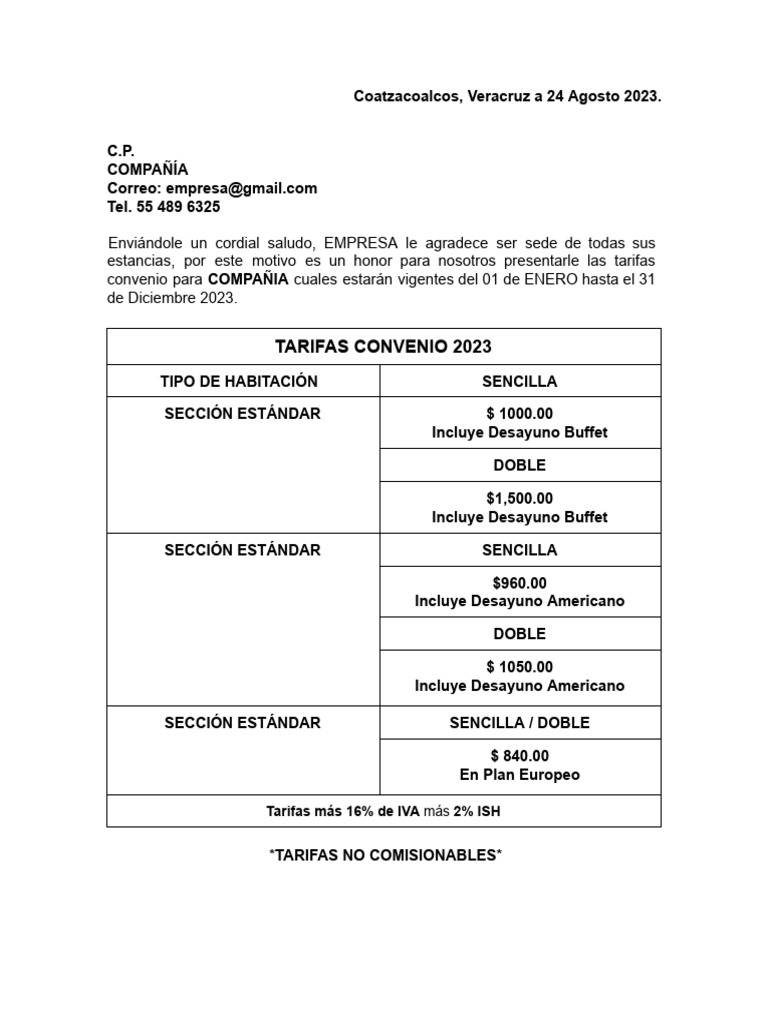Convenio Ejemplo Final - L.A.E.T | PDF | Industrias de servicio