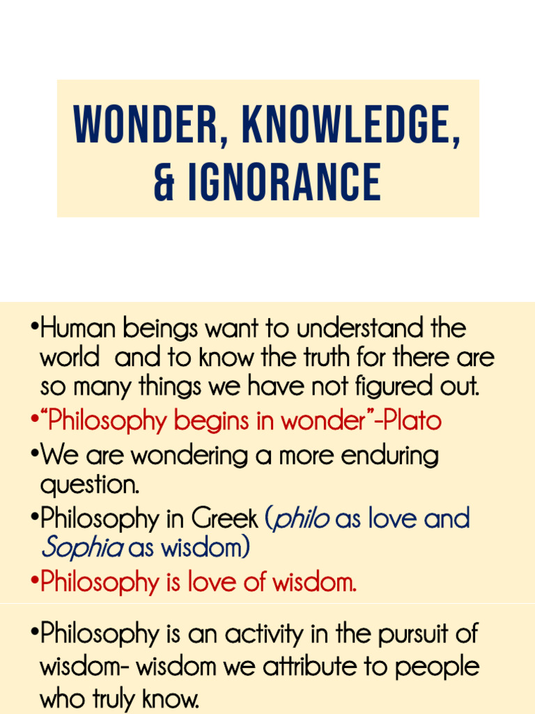 Wonder Knowledge Ignorance PDF | PDF
