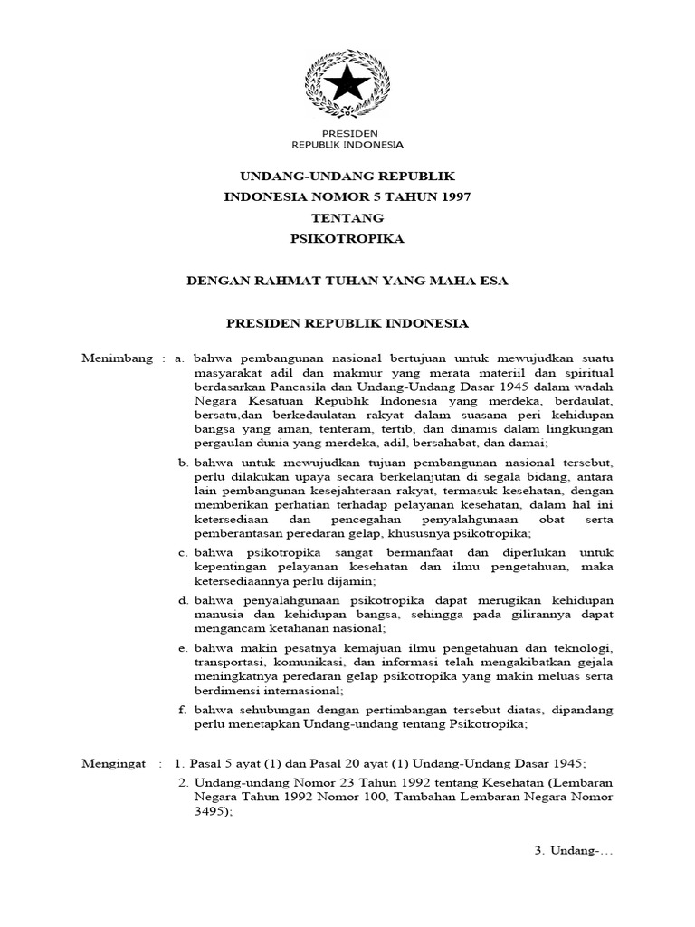 UU Nomor 5 Tahun 1997 | PDF | Pengembangan Diri