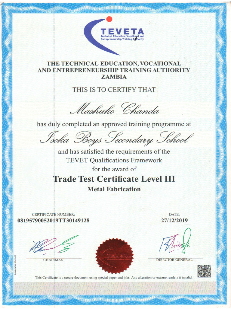 Certificate | Download Free PDF | Vocational Education | Educational Stages