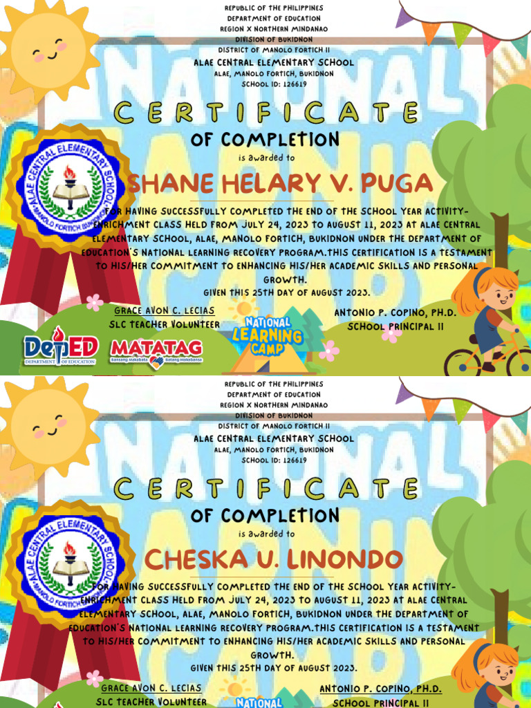Certificate of Completion for Enrichment Class | PDF | Governance ...