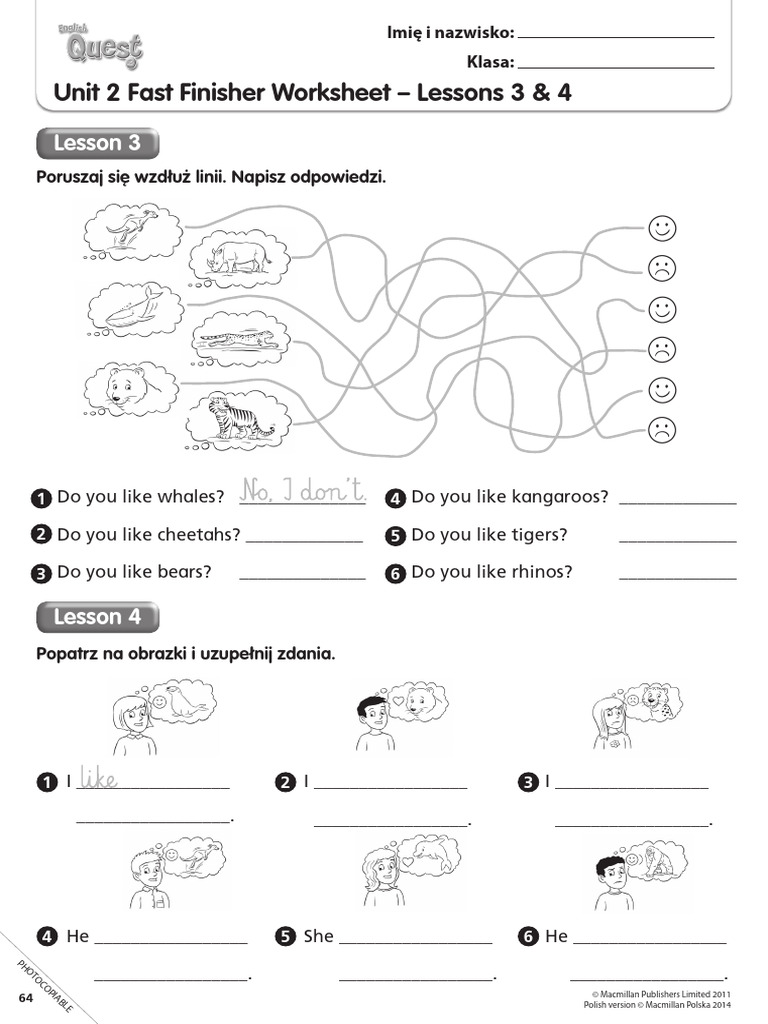Unit 2 Fast Finisher Worksheet Lessons 3&4 EQ3 TRF | PDF