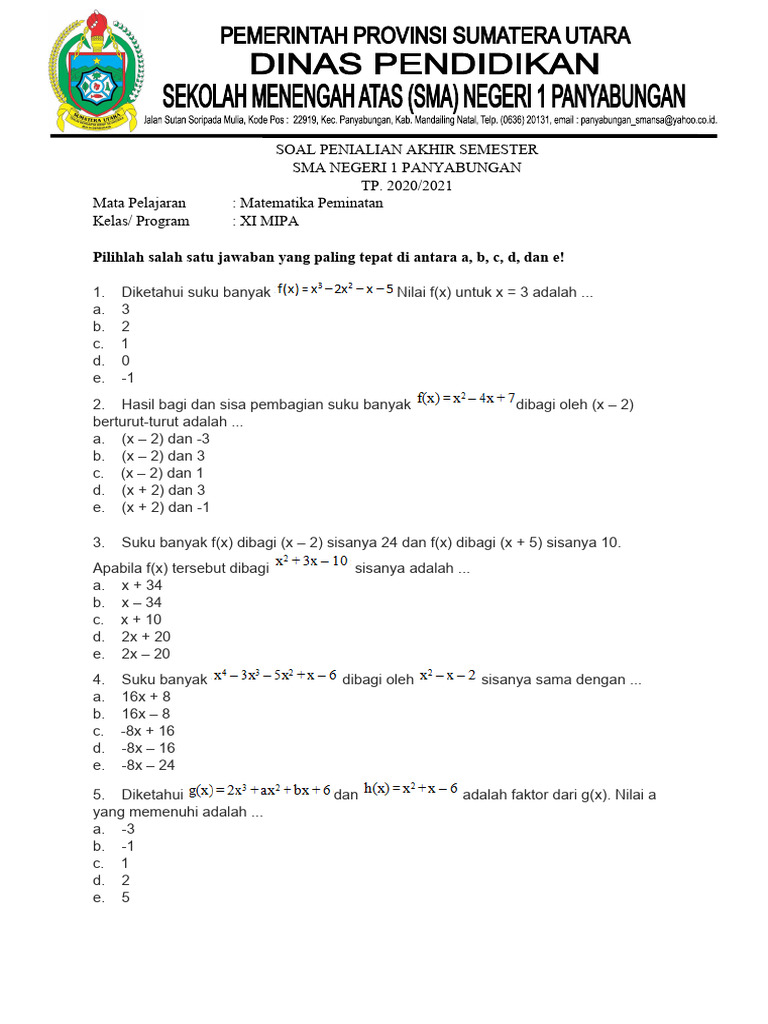 Soal Matematika Kelas XI MIPA | PDF