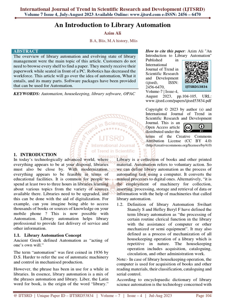 An Introduction To Library Automation | PDF | Libraries | Application Software