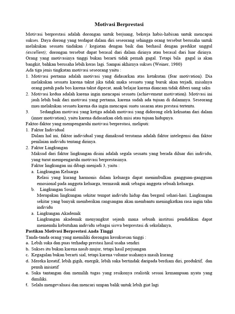 Materi - MOTIVASI BERPRESTASI | PDF
