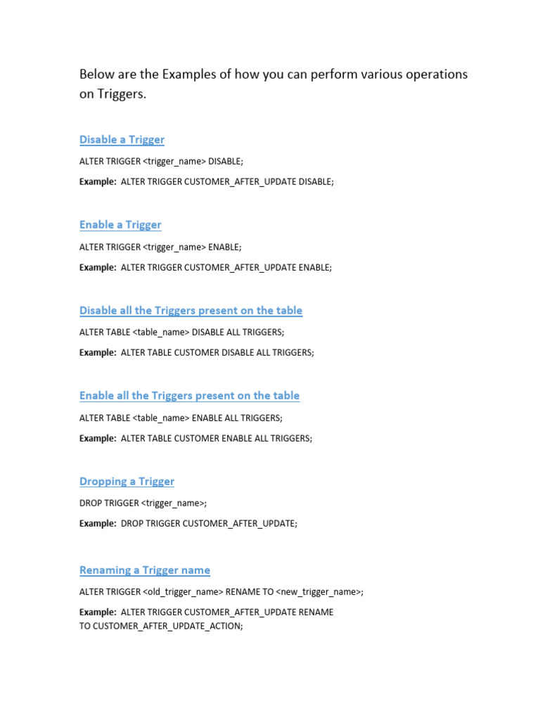 SQL Trigger Management Guide | PDF | Computers