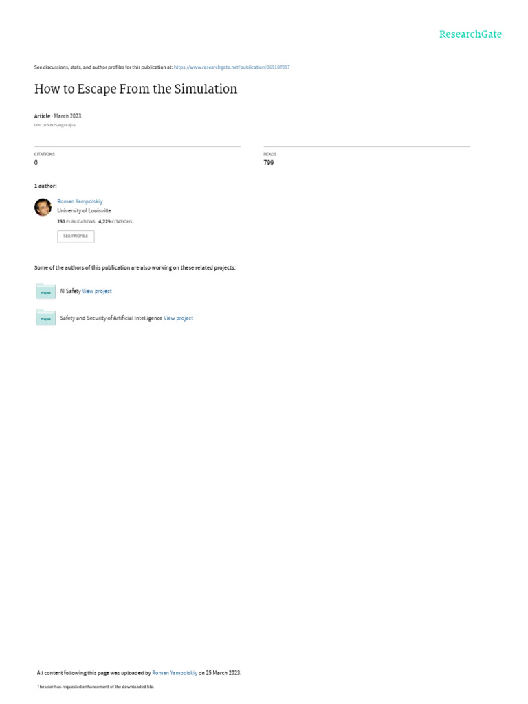 How To Escape From The Simulation | PDF