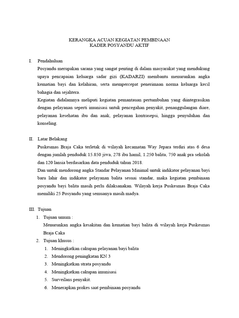 contoh KAK 2021 | PDF