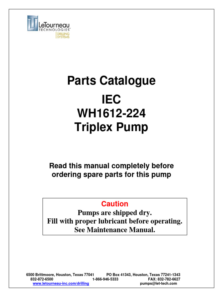 WH1612-224 Parts List | PDF | Pump | Manufactured Goods