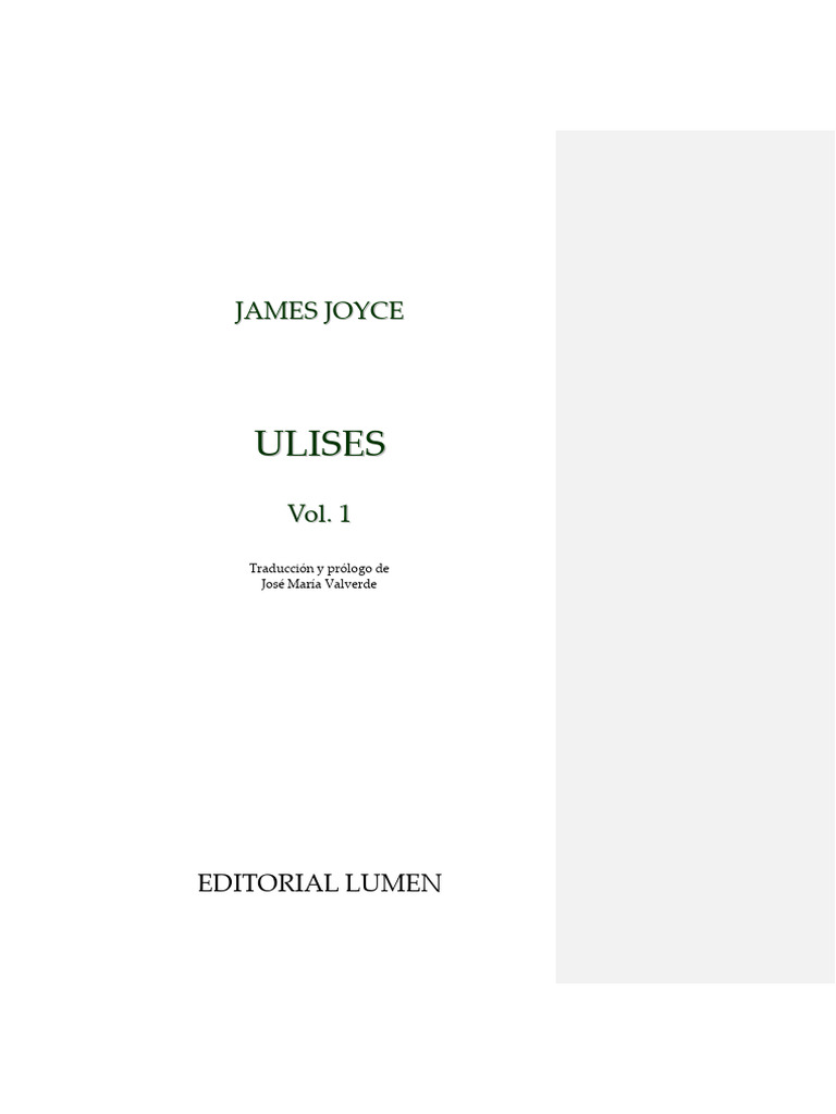 Joyce James - Ulises - Vol 1 | PDF | James Joyce | Ulises (novela)