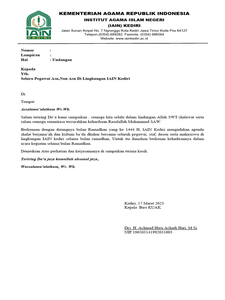 Undangan Pegawai | PDF | Agama & Spiritualitas