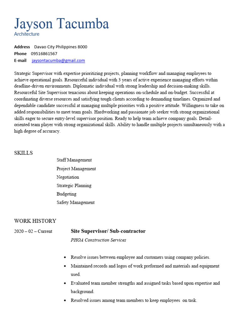 Jayson Tacumba RESUME | PDF | Career & Growth | Business