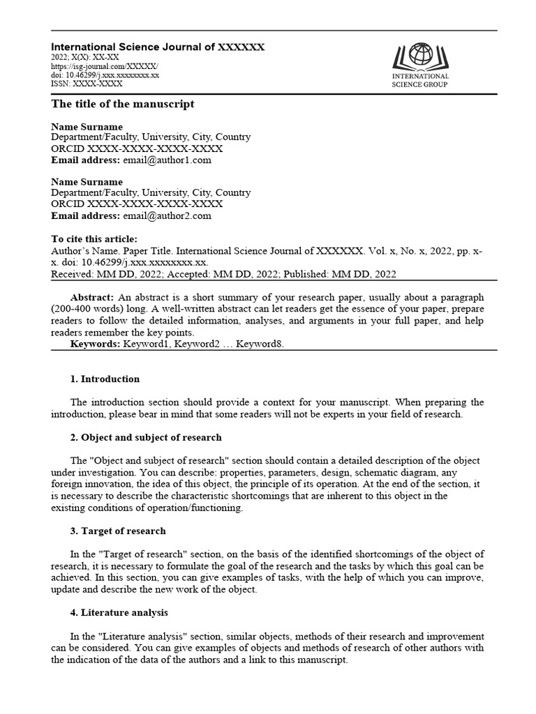 Manuscript Template ENG | PDF | Cognitive Science | Science