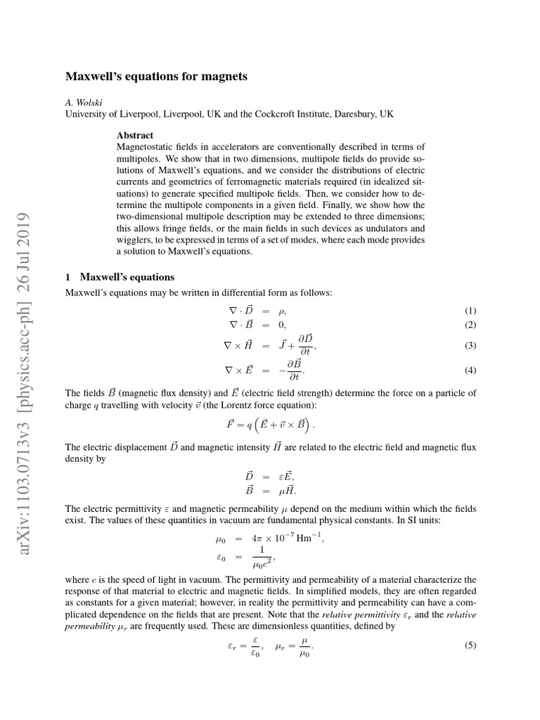Maxwell's Equations For Magnet | PDF