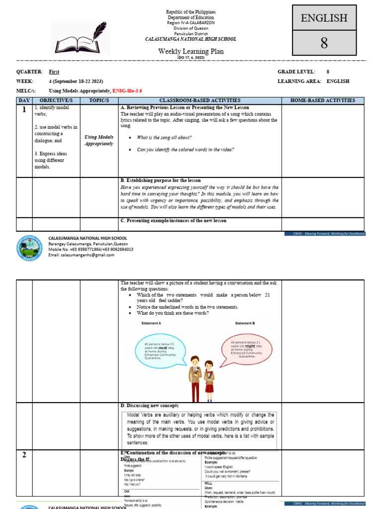 Eng8 Q1 WLP Wk4 | PDF | Behavior Modification | Human Communication Eng8 Q1 WLP Wk4 | PDF | Behavior Modification | Human Communication