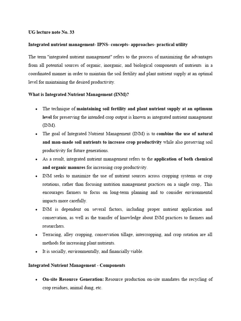 33 Integrated Nutrient Management | PDF