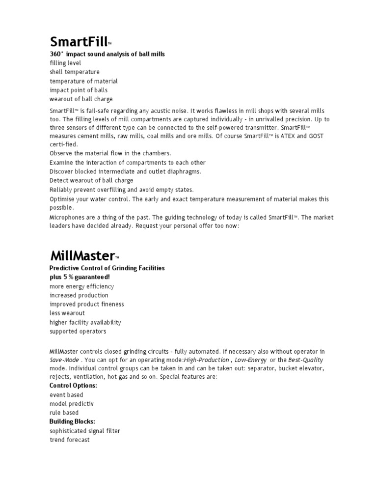 SmartFill™: Advanced Mill Monitoring System | PDF
